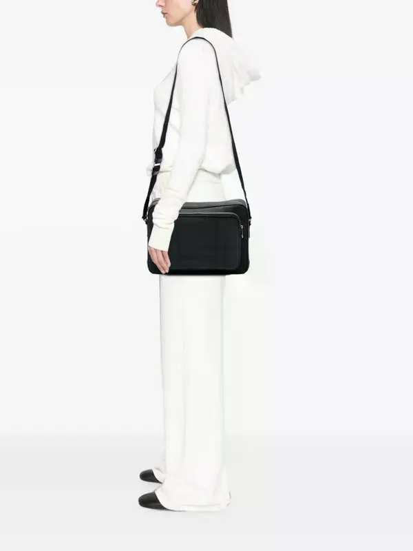 Burberry 2018-2023 London Check Coated Canvas Marlon Messenger Bag Crossbody Bag - Black
