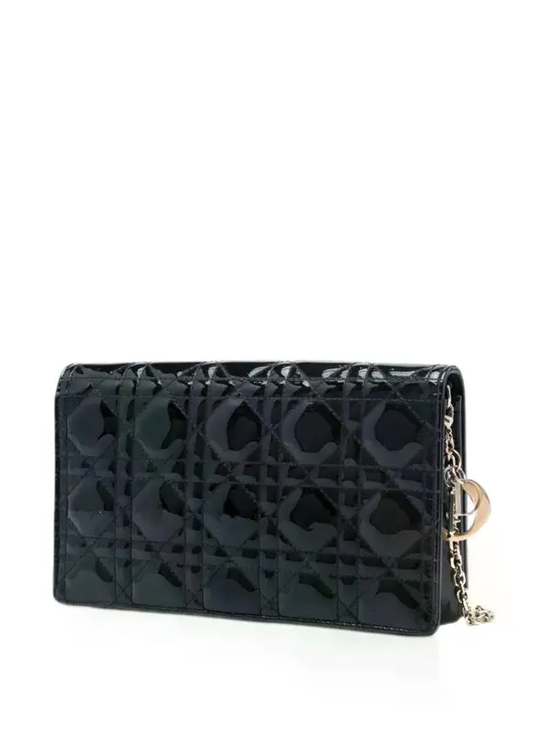 Dior Patent Cannage Lady Chain Convertible Clutch - Black