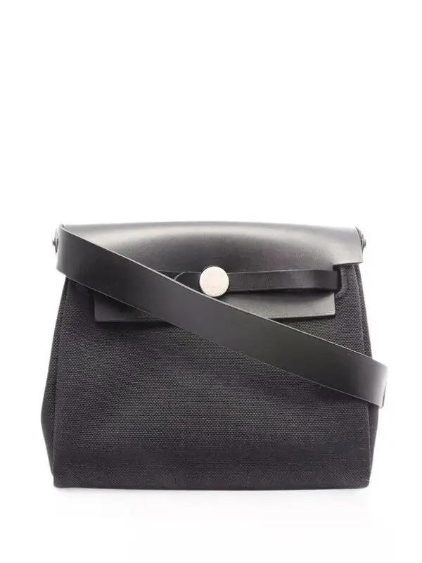 Hermès 2026 Military Toile And Vache Hunter Herbag Zip 20 Crossbody Bag - Black