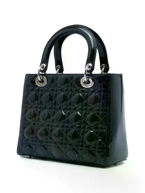 Dior Medium Patent Cannage Lady Satchel - Blue