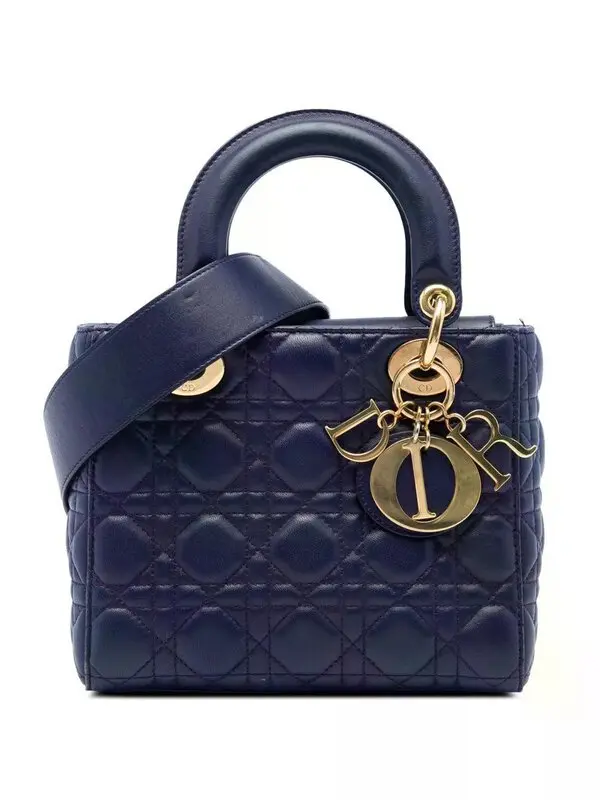 Dior Lambskin Cannage Lady Satchel - Blue