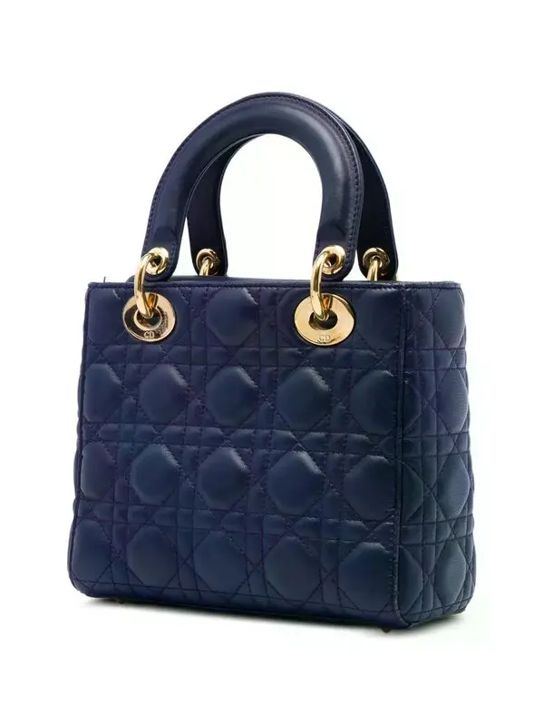 Dior Lambskin Cannage Lady Satchel - Blue