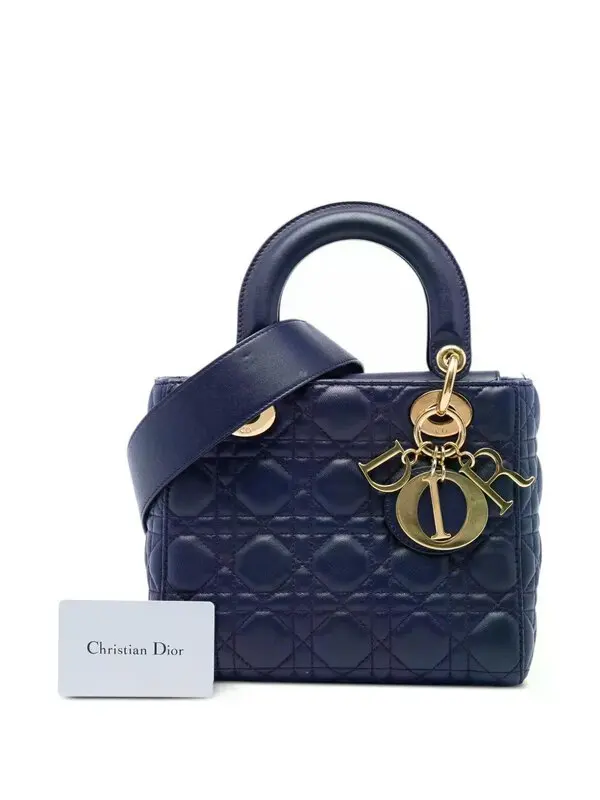 Dior Lambskin Cannage Lady Satchel - Blue