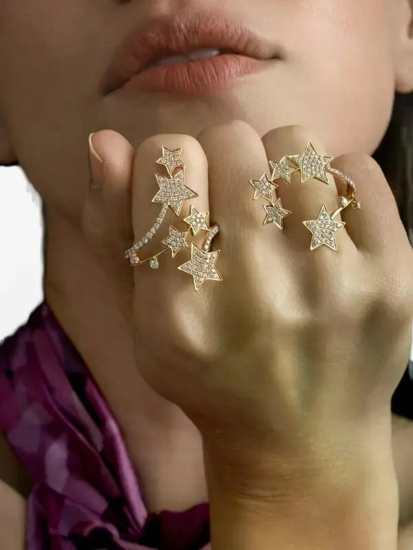 STEFERE Star Diamond Multifinger Ring