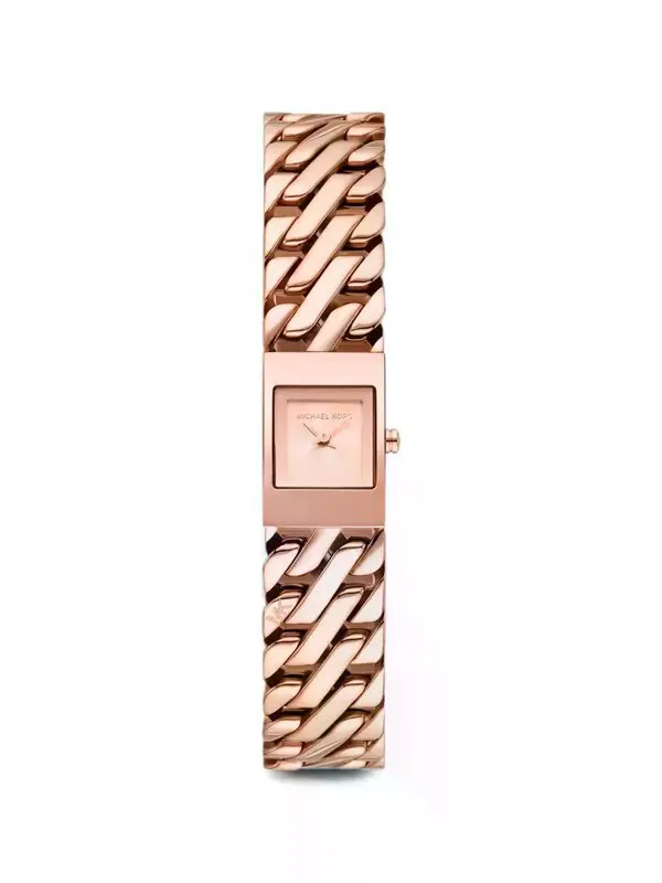 Michael Kors Rose Gold-tone Square Face Curb-link Watch - Pink