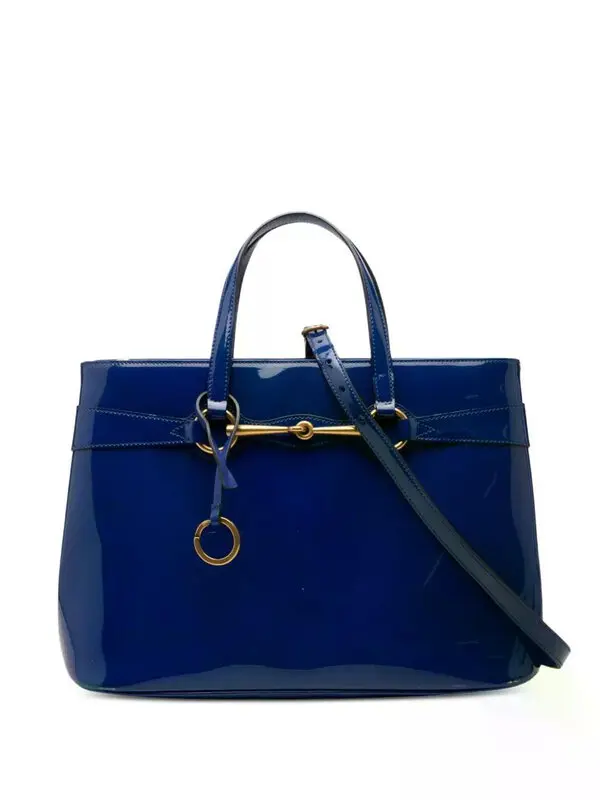 Gucci Patent Bright Bit Satchel - Blue
