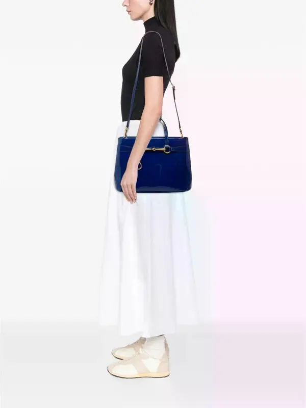 Gucci Patent Bright Bit Satchel - Blue