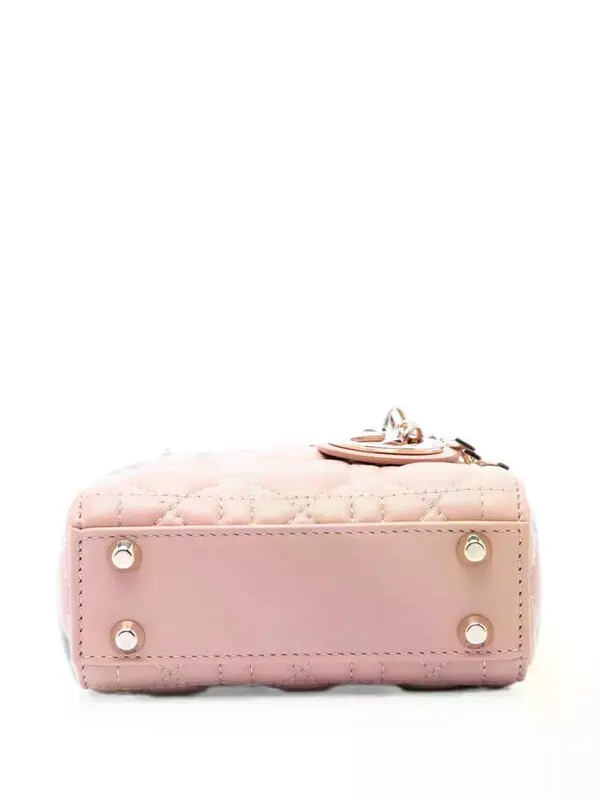 Dior 2021 Micro Lambskin Cannage Lady Satchel - Pink