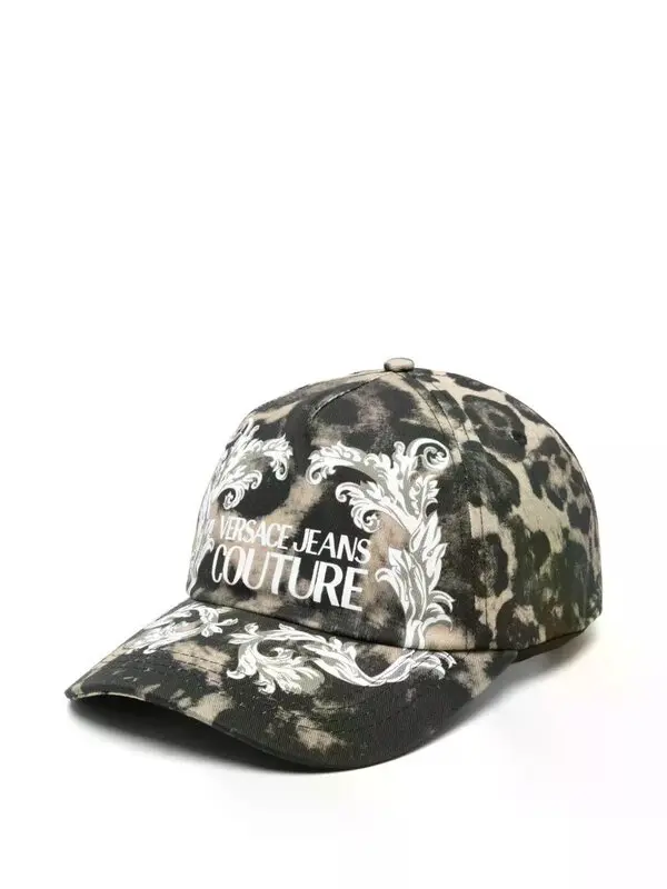 Versace Leopard Print Baroque Pattern Baseball Cap - Black