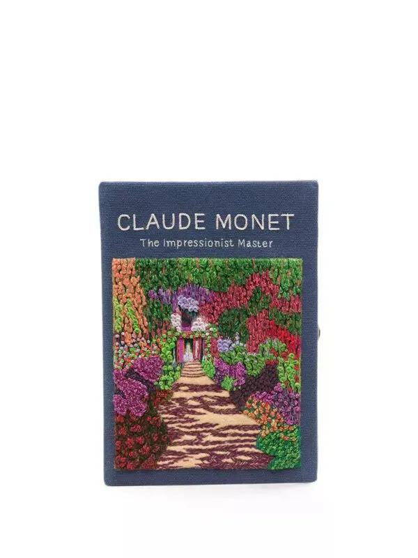OLYMPIA LE-TAN Claude Monet Embroidered Clutch Bag - Blue