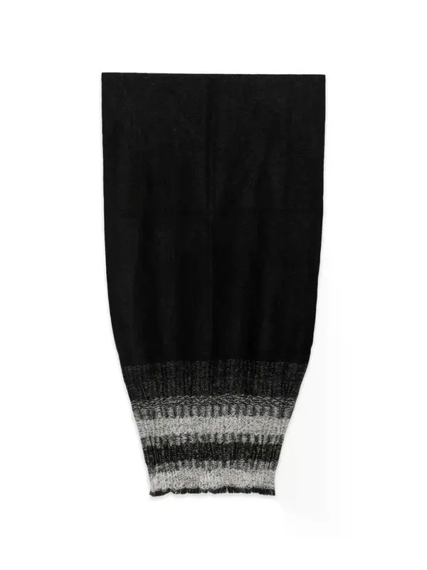 Yohji Yamamoto Striped Fringed Scarf - Black