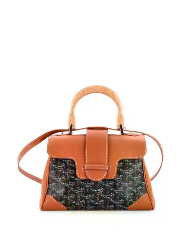 Goyard Saigon Top Handle Bag Coated Canvas With Leather Mini Shoulder Bag