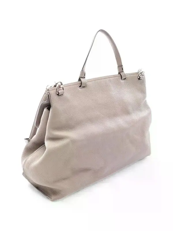 Gucci 2000-2015 Large Calfskin Bamboo Daily Satchel - Neutrals