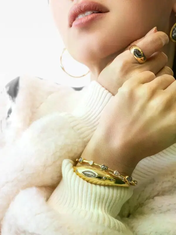 WITH LOVE Gypsy Diamond Cuff Bracelet In 18k Yellow