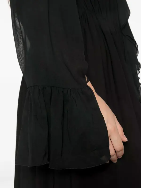 ALAINPAUL Ruffled Tiered-sleeve Midi Dress