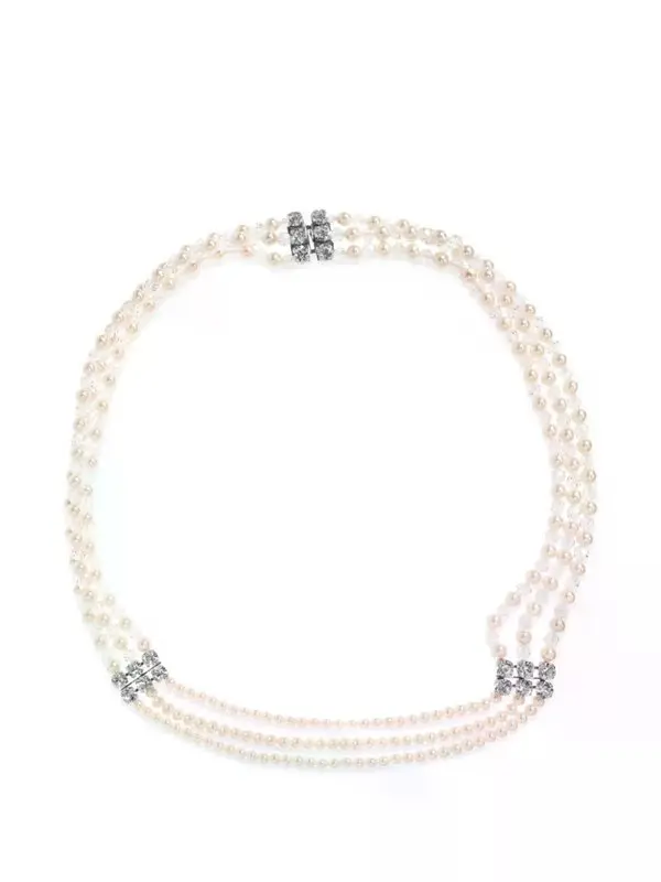 Alessandra Rich Triple-strand Crystal-embellished Necklace - Neutrals