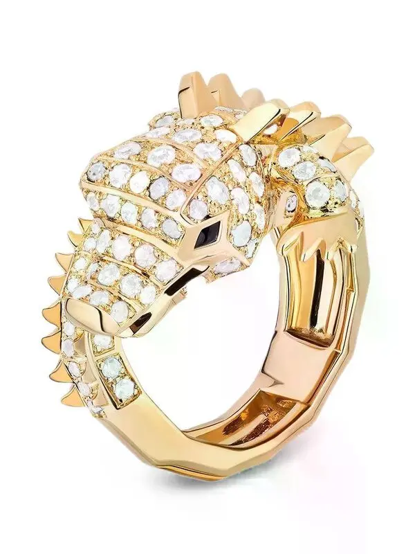 Goshwara Crocodile White Sapphire And Onyx Ring