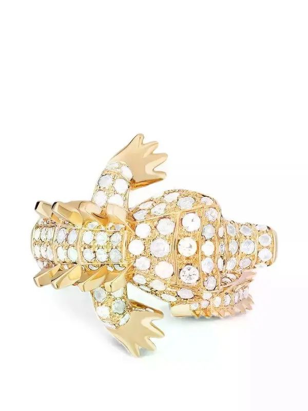 Goshwara Crocodile White Sapphire And Onyx Ring