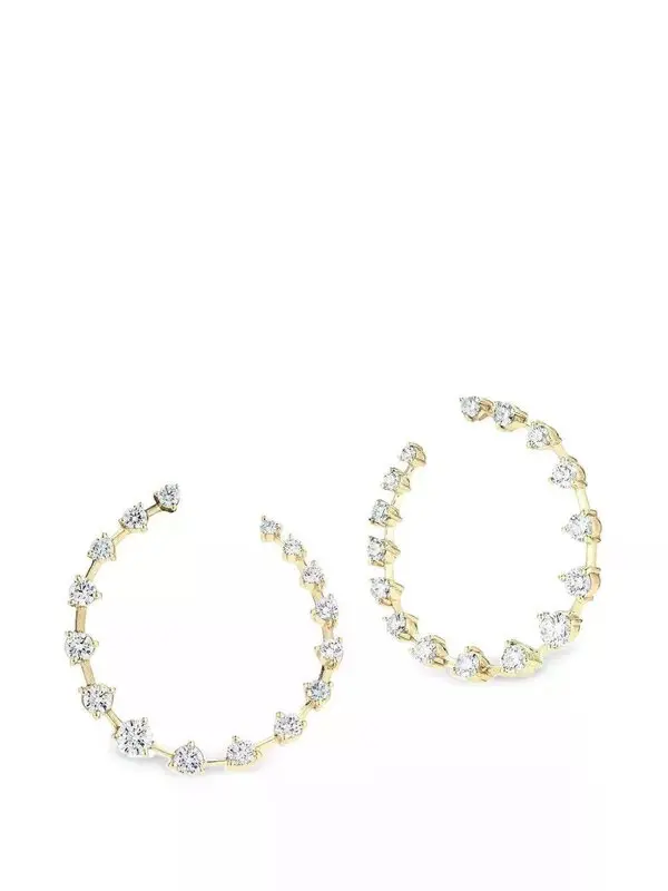 JADE TRAU Crescent Diamond Hoop Earrings