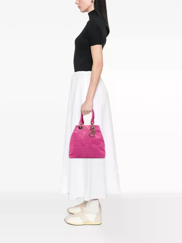 Dior Small Canvas Cannage Lady Soft Shopping Tote Bag - Pink