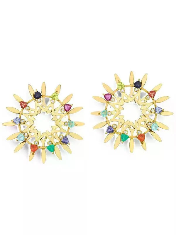 CAROL KAUFFMANN Mandala Multi-stone And Diamond Hoop Earrings