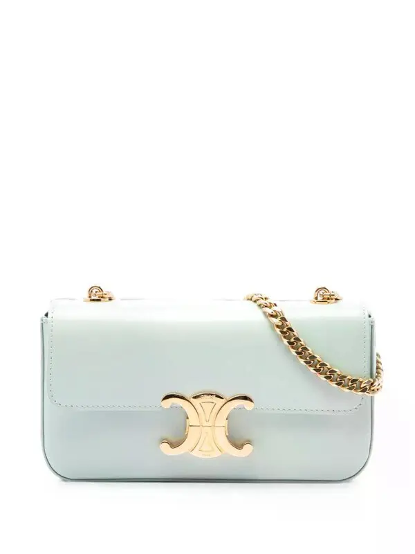 Celine 2022 Shiny Calfskin Triomphe Claude Chain Shoulder Bag - Green
