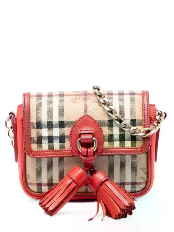 Burberry 2010-2017 Mini Haymarket Check Coated Canvas Tassel Crossbody Bag - Neutrals