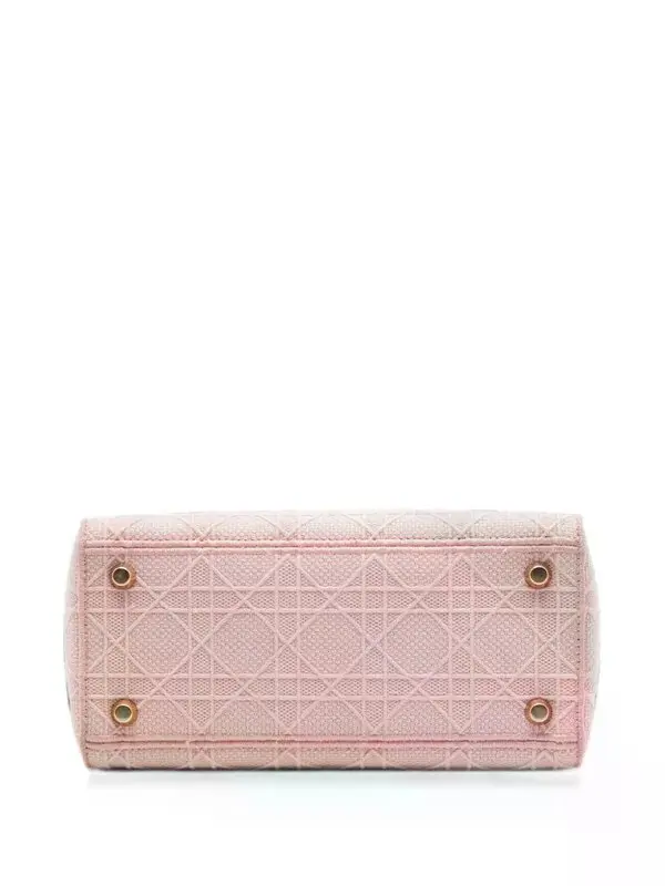 Dior Medium Embroidered Canvas Cannage Lady D Lite Satchel - Pink