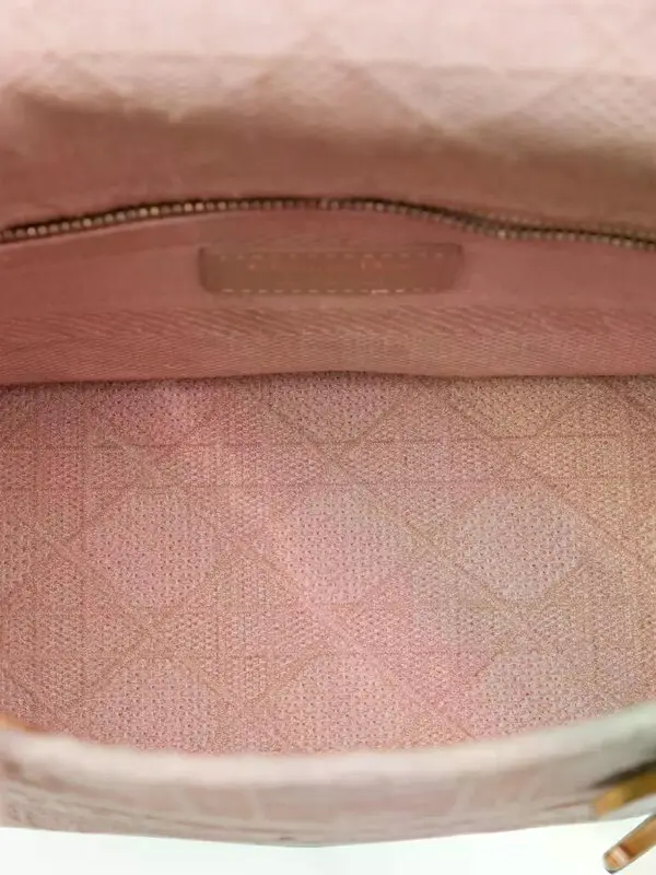 Dior Medium Embroidered Canvas Cannage Lady D Lite Satchel - Pink
