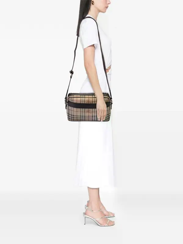 Burberry 2000-2017 Haymarket Check Coated Canvas Front Pocket Crossbody Bag - Neutrals