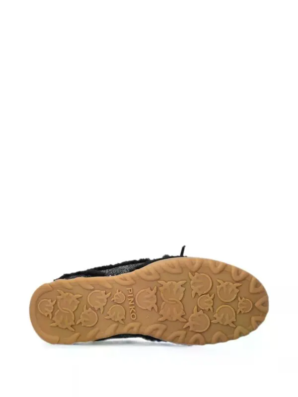 Pinko Shearling-trim Crackle-effect Sneakers