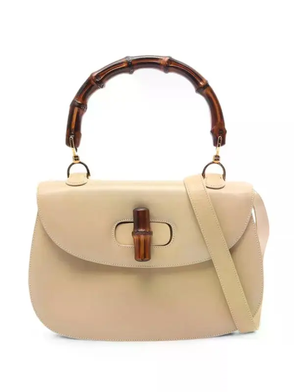 Gucci 20th Century Calfskin Bamboo Night Satchel - Neutrals