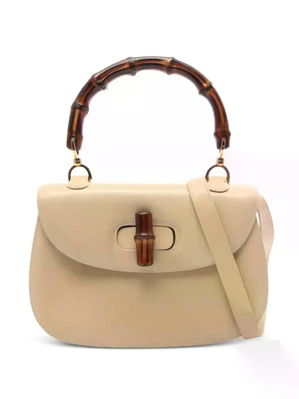 Gucci 20th Century Calfskin Bamboo Night Satchel - Neutrals