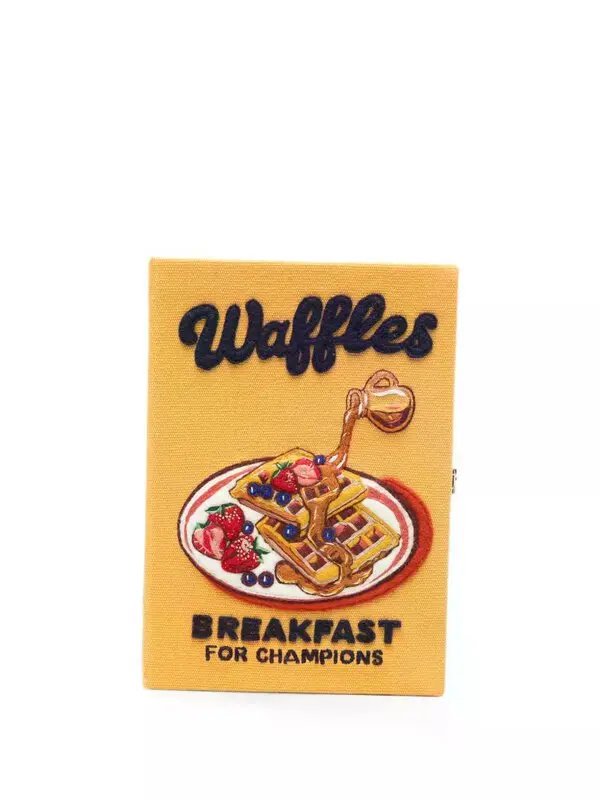 OLYMPIA LE-TAN Waffles Breakfast For Champions Embroidered Clutch Bag - Yellow