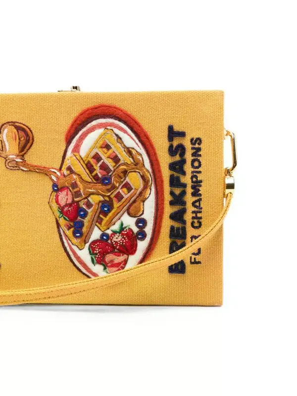 OLYMPIA LE-TAN Waffles Breakfast For Champions Embroidered Clutch Bag - Yellow