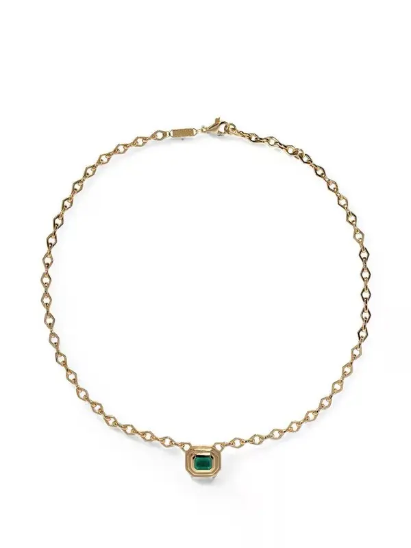 AZLEE Emerald Staircase Medium Necklace - Gold
