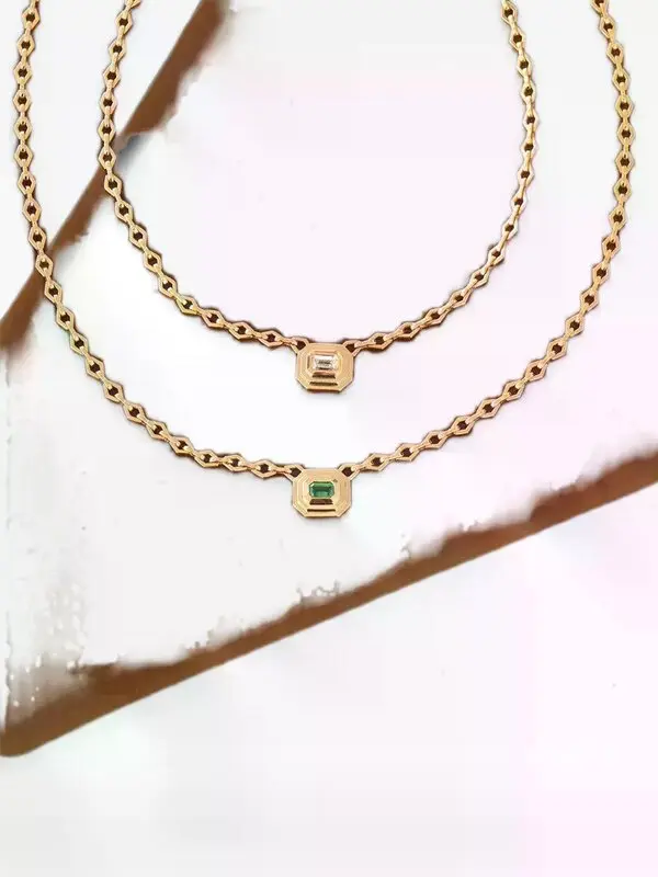 AZLEE Emerald Staircase Medium Necklace