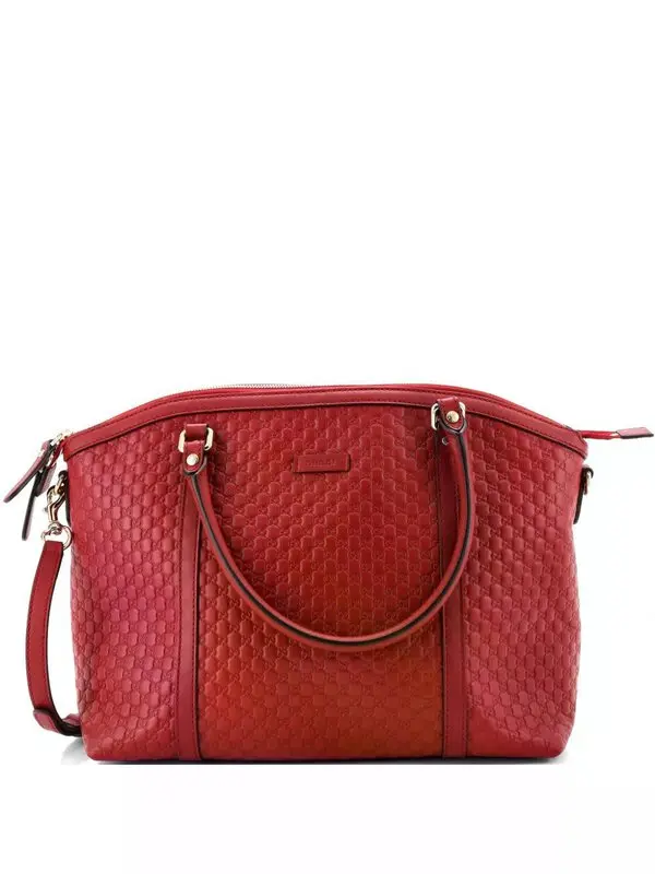 Gucci Britt Convertible Dome Microssima Leather Medium Satchel - Red