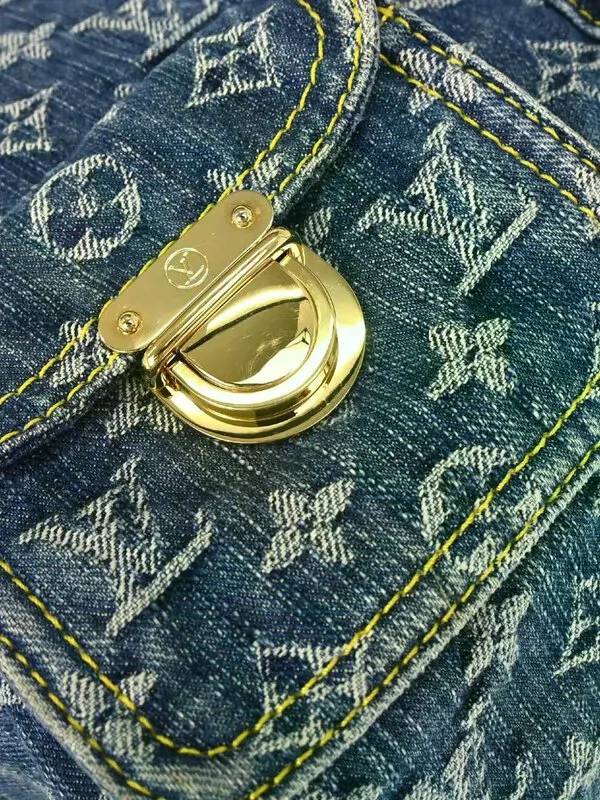 LOUIS VUITTON Monogram Denim Baggy Shoulder Bag - Blue