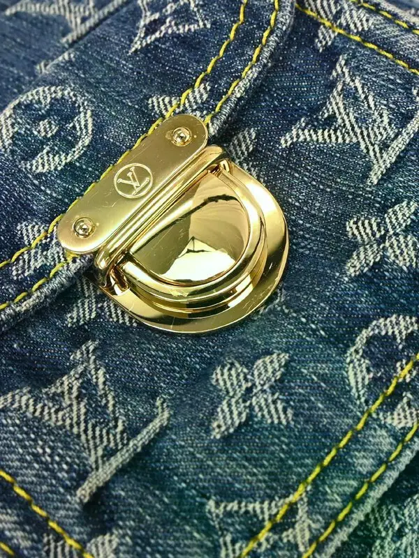 LOUIS VUITTON Monogram Denim Baggy Shoulder Bag - Blue