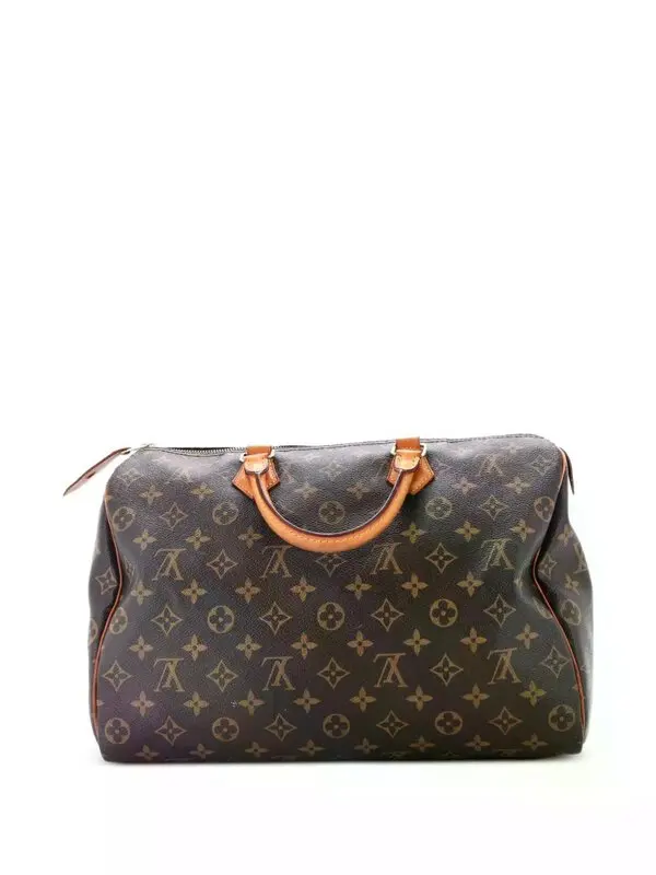 LOUIS VUITTON Speedy Monogram Canvas 35 Satchel Handbag - Brown