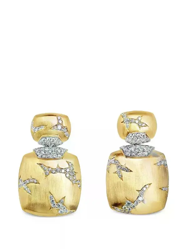 ARUNASHI Diamond Square Drop Earrings - Gold
