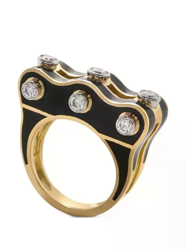David Webb Small Wave Studlette Ring - Gold