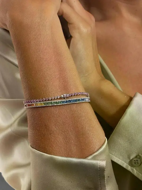 LISA NIK 18k Yellow Gold Pink Sapphire Bracelet