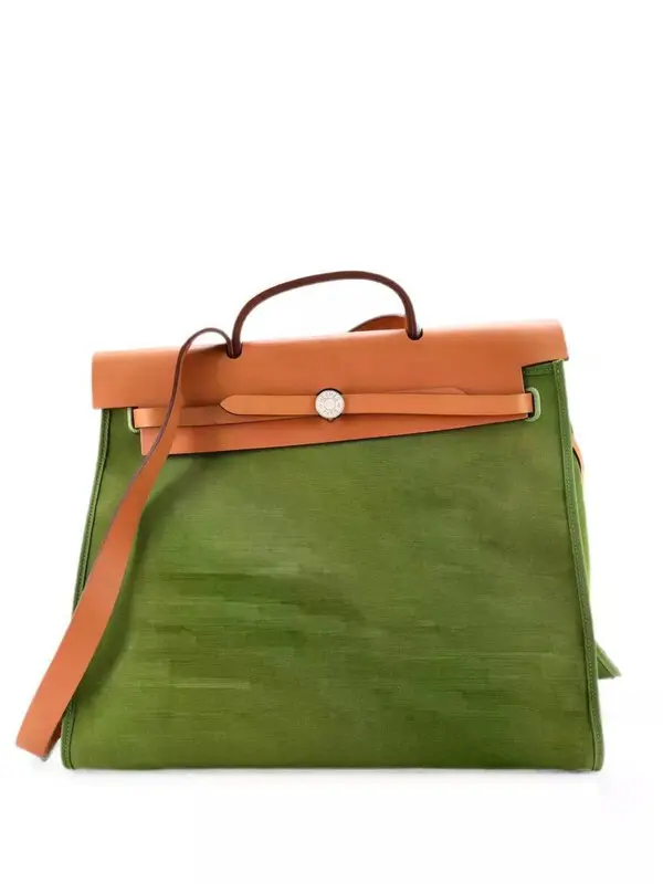 Hermès Herbag Zip Leather And Toile 39 Satchel