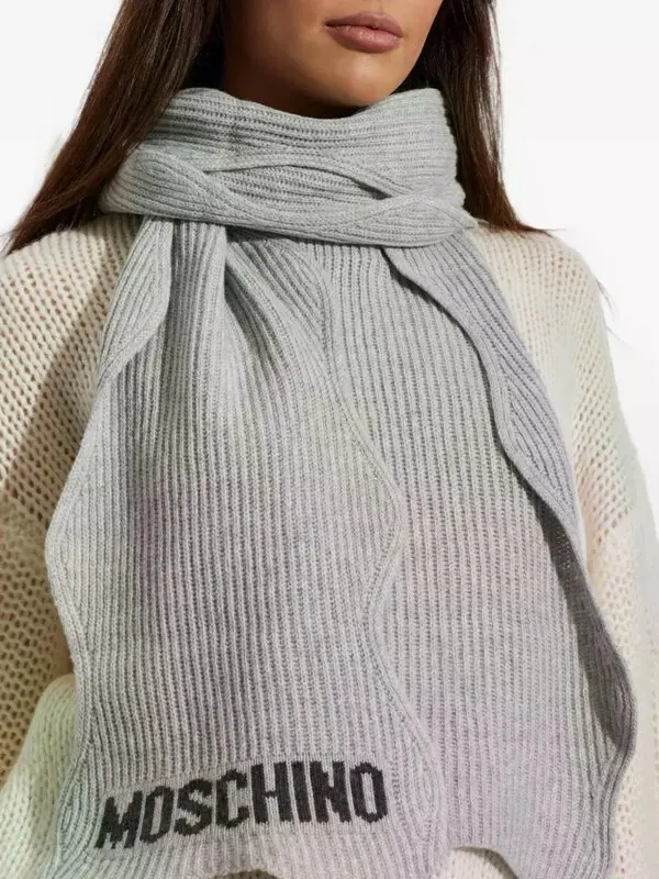 Moschino Logo-intarsia Ribbed Scarf