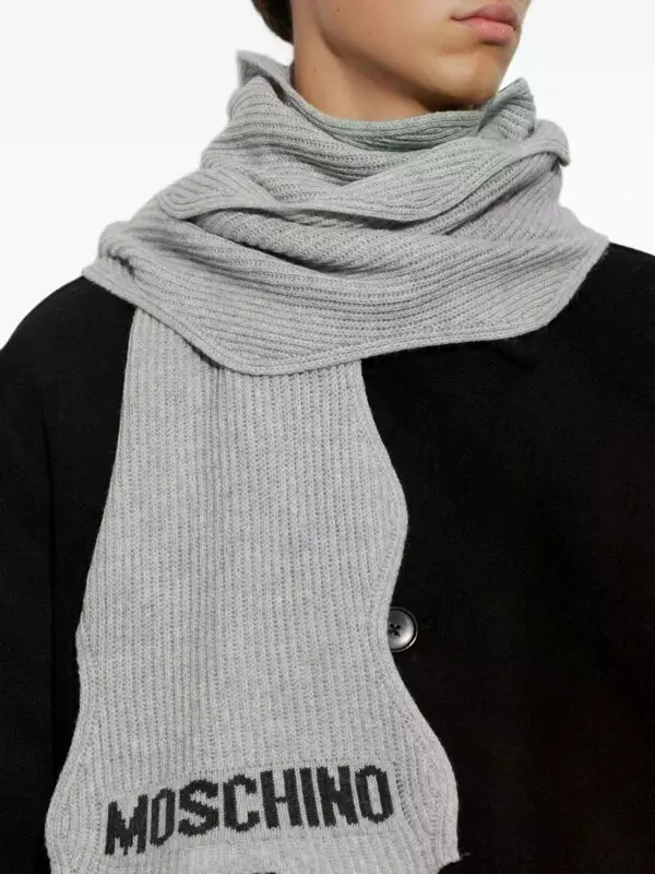Moschino Logo-intarsia Ribbed Scarf
