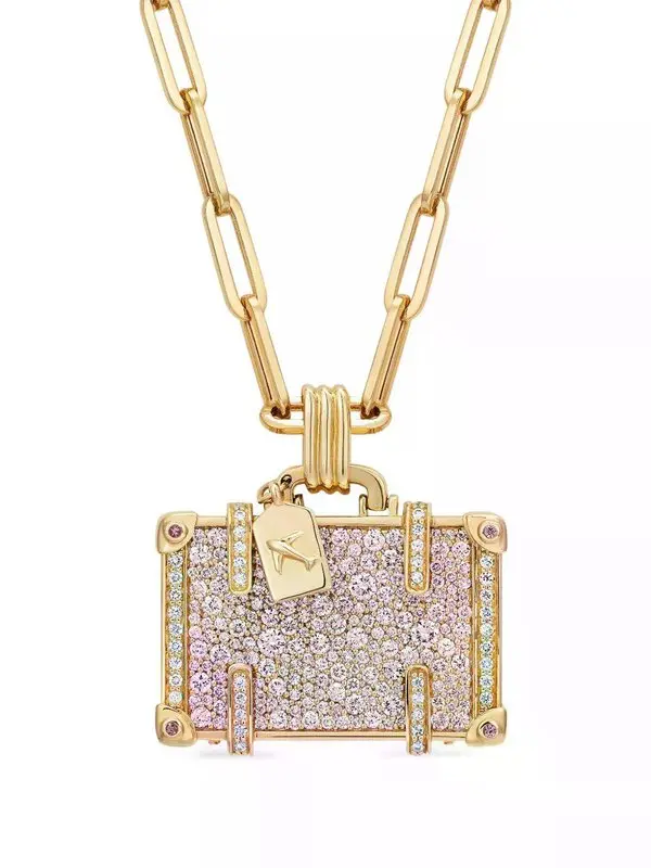 NEVERNOT Pink Sapphire And Diamond Suitcase Pendant Necklace - Gold