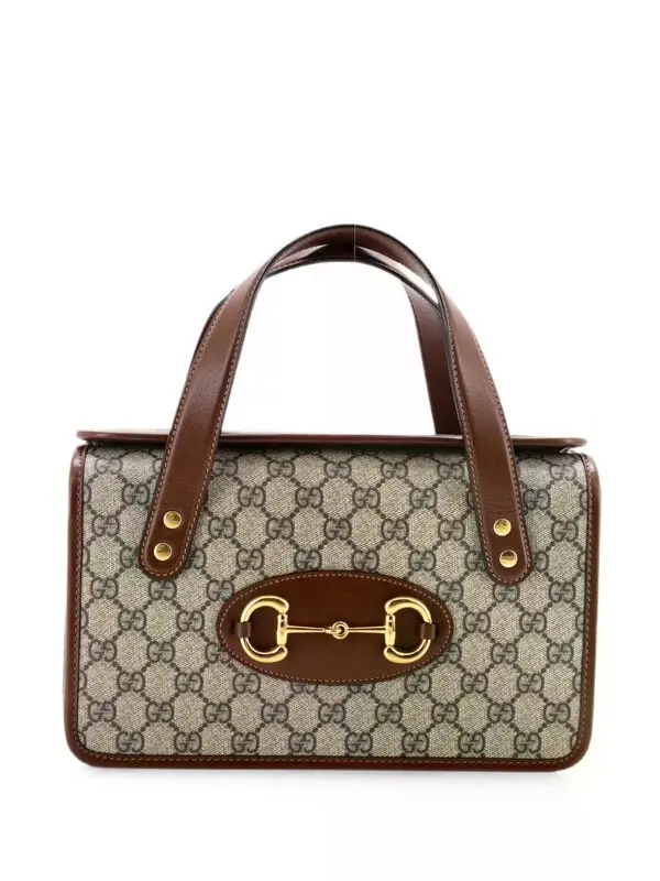 Gucci Horsebit 1955 Boston Bag Gg Coated Canvas Small Satchel - Brown