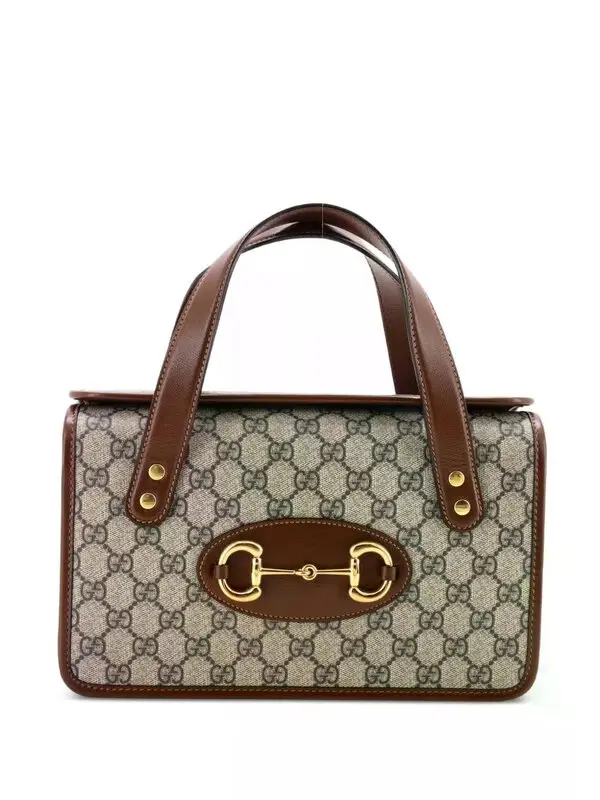 Gucci Horsebit 1955 Boston Bag Gg Coated Canvas Small Satchel - Brown